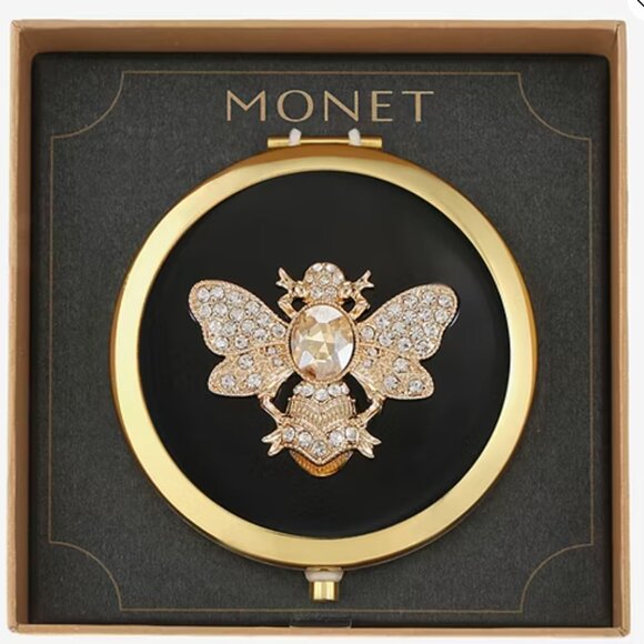 Monet | Accessories | Monet Luxe Black And Gold Bee Mirror Nwt | Poshmark